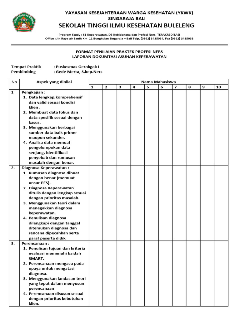 Format Penilaian Mahasiswa Profesi | PDF