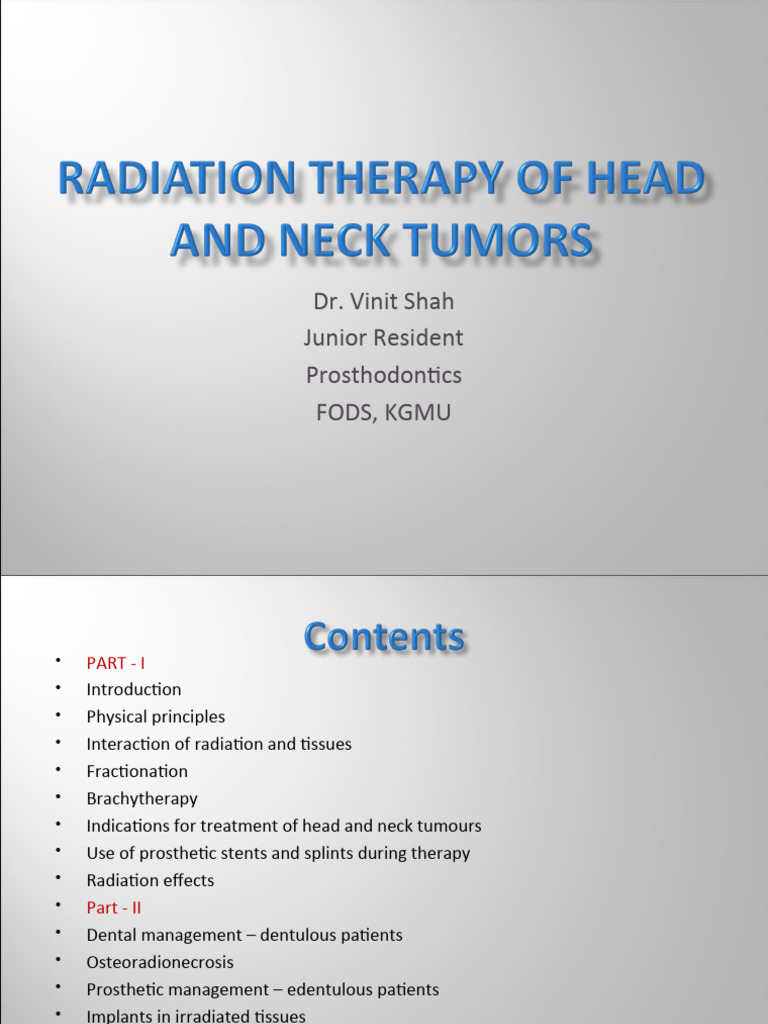 Radiation Therapy Presentation by Vinit Shah | PDF