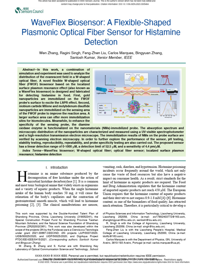 WaveFlex Biosensor A Flexible-Shaped Plasmonic Optical Fiber Sensor For ...