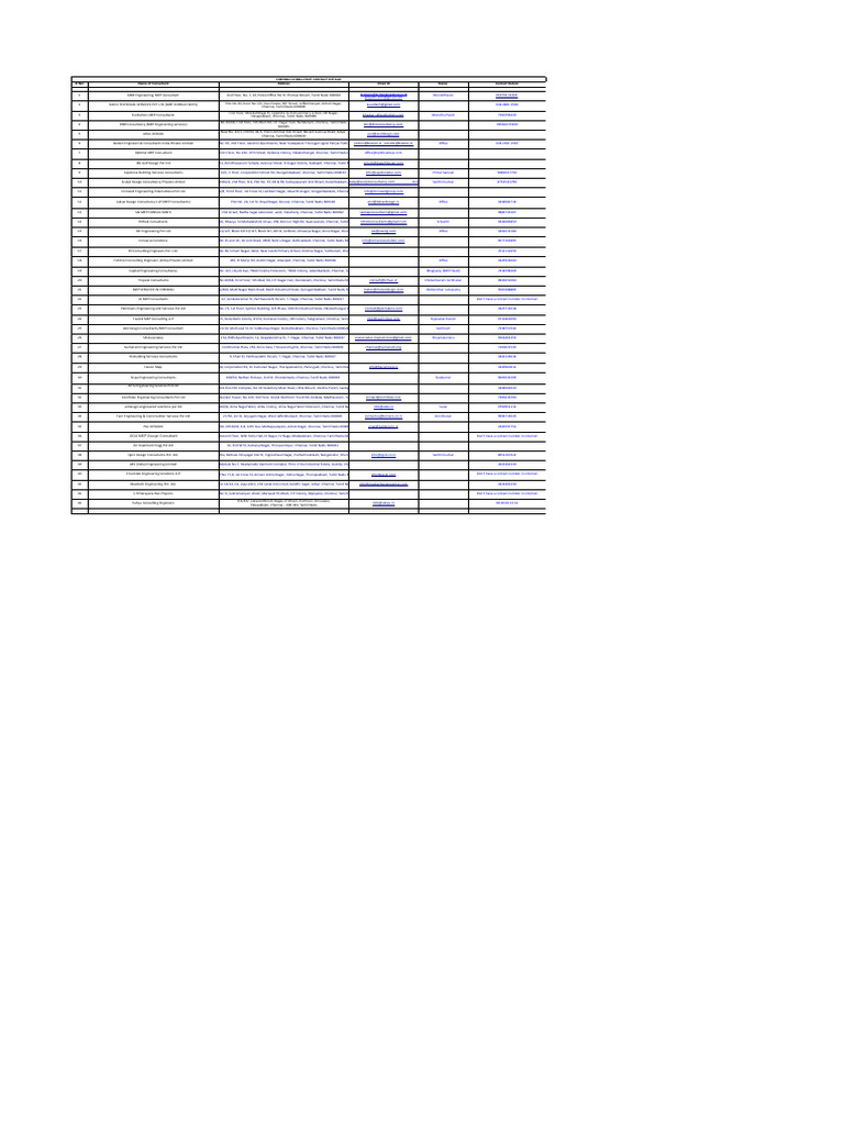 MEP Consultants Contact List in Chennai | PDF