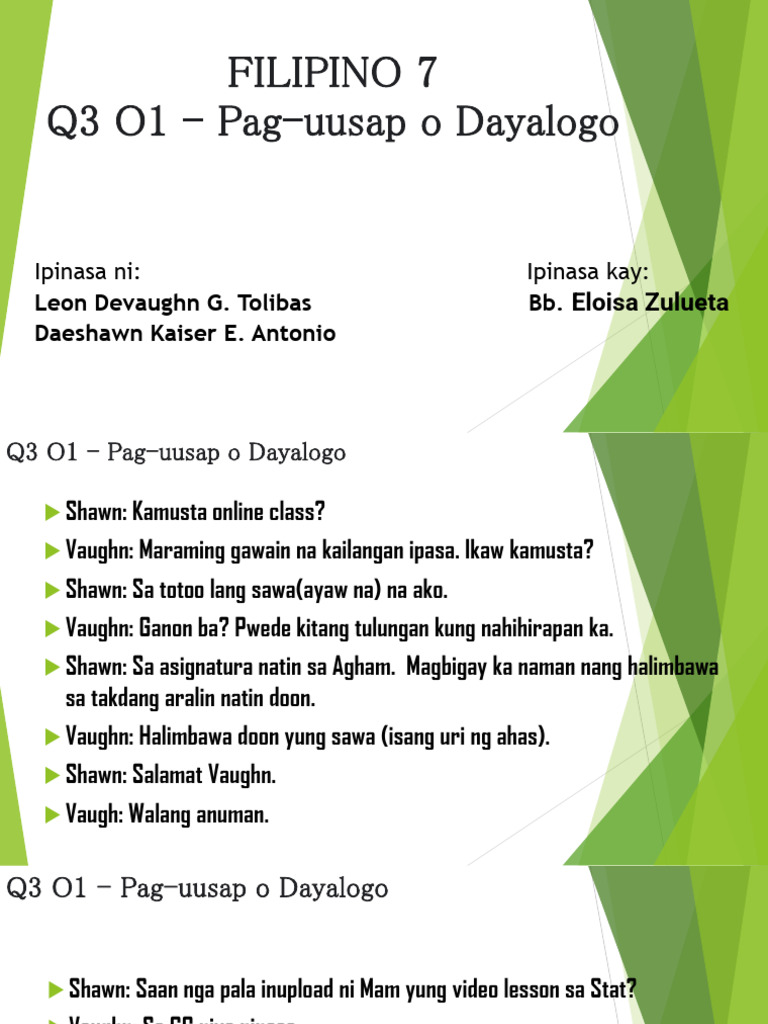 Filipino Pag-Uusap o Dayalogo | PDF