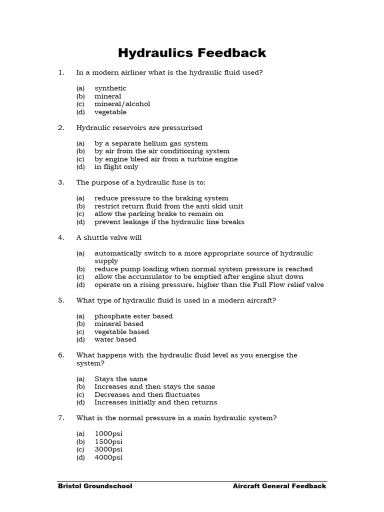 Aircraft General Feedback | PDF | Landing Gear | Pump