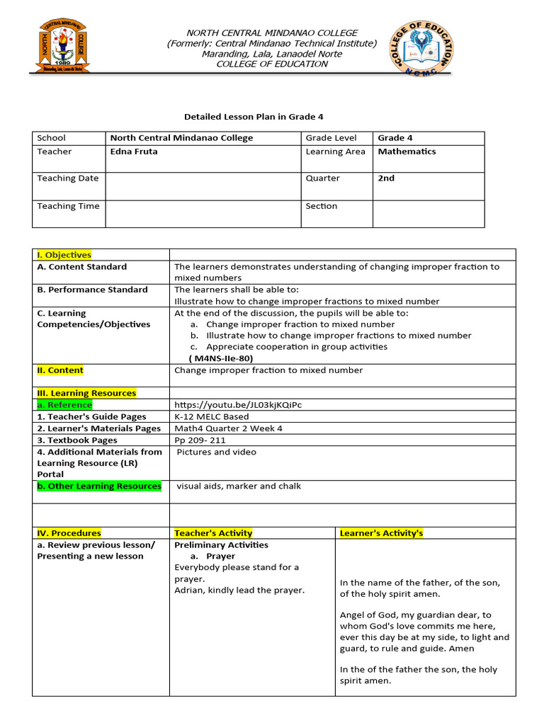 Edna Grade 4. Pre Demo. Lesson Plan | PDF