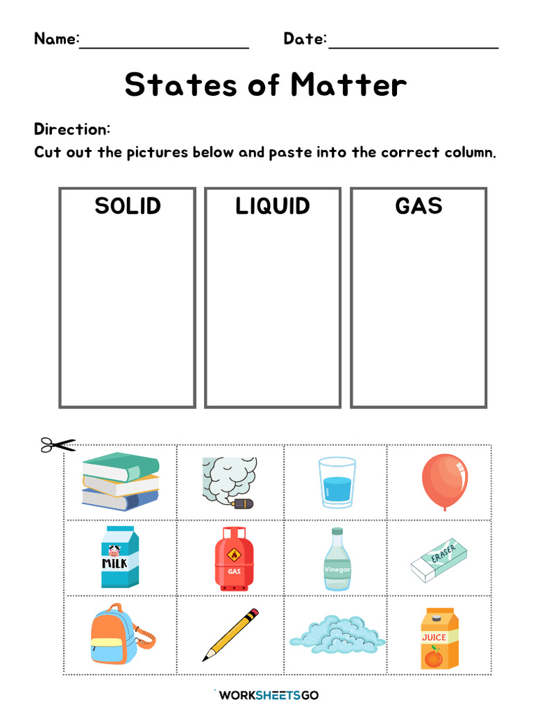 States of Matter Worksheets | PDF | Science & Mathematics