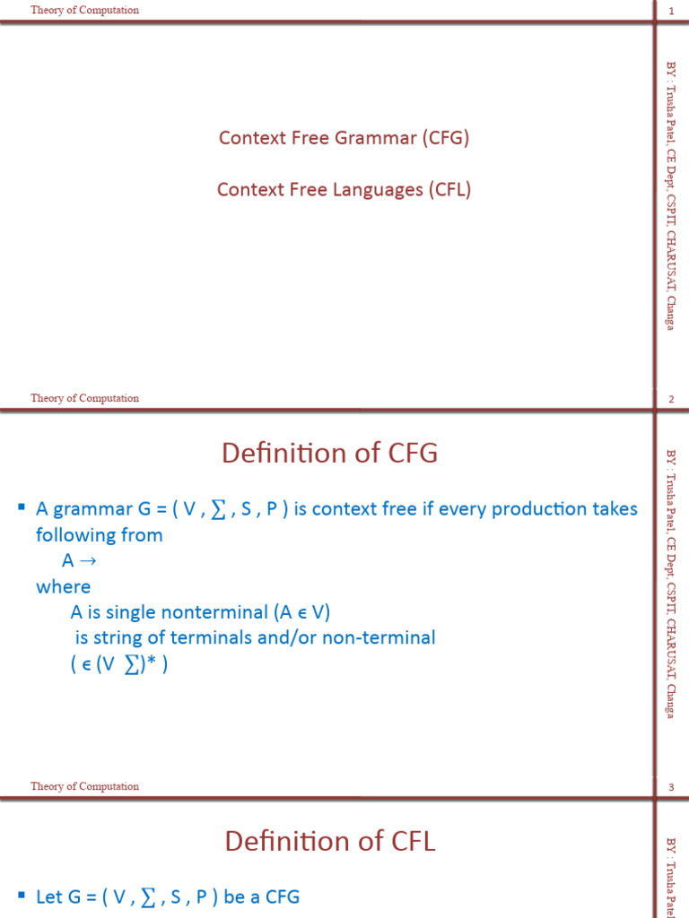 CFG and CFL | PDF