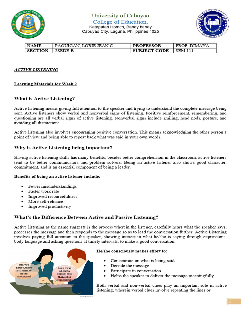 Learning Materials For Week 2-3 (SEM 111) | PDF | Nonverbal ...