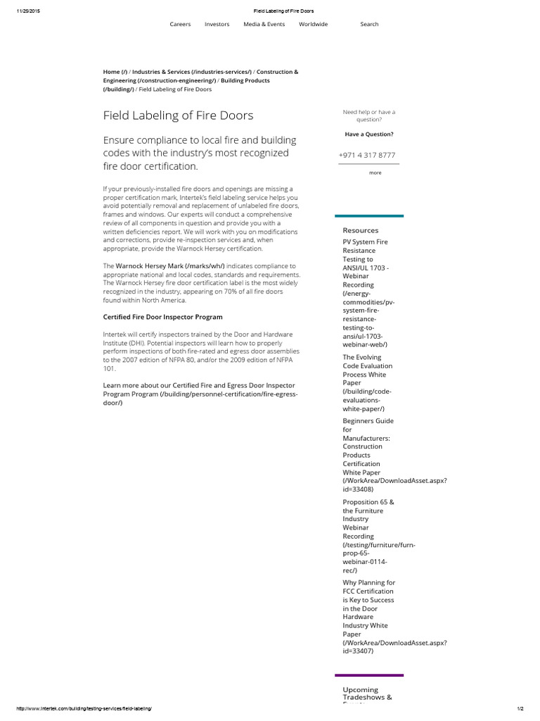 Field Labeling Services for Fire Doors | PDF