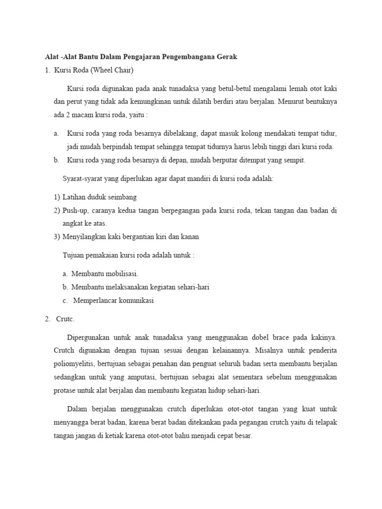 Alat - Alat Bantu Dalam Gerak | PDF