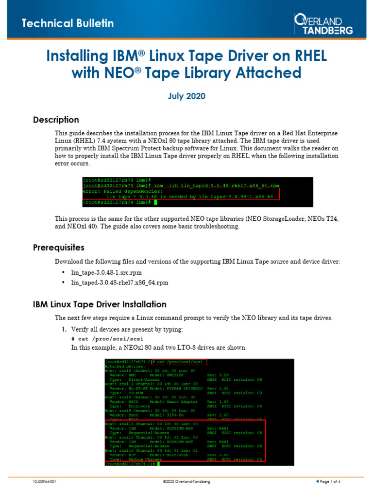 Installing IBM Linux Tape Driver On RHEL With NEO Tape Library Attached ...