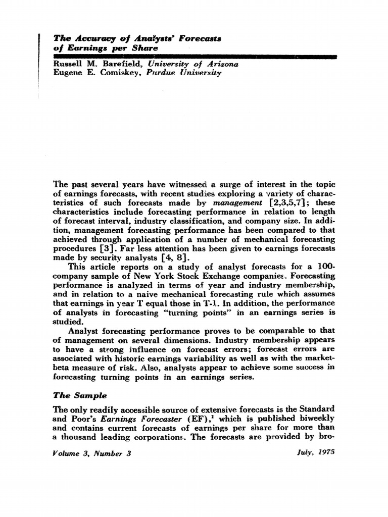 1975 The Accuracy Of Analysts Forecasts Of Earnings Per Share Pdf