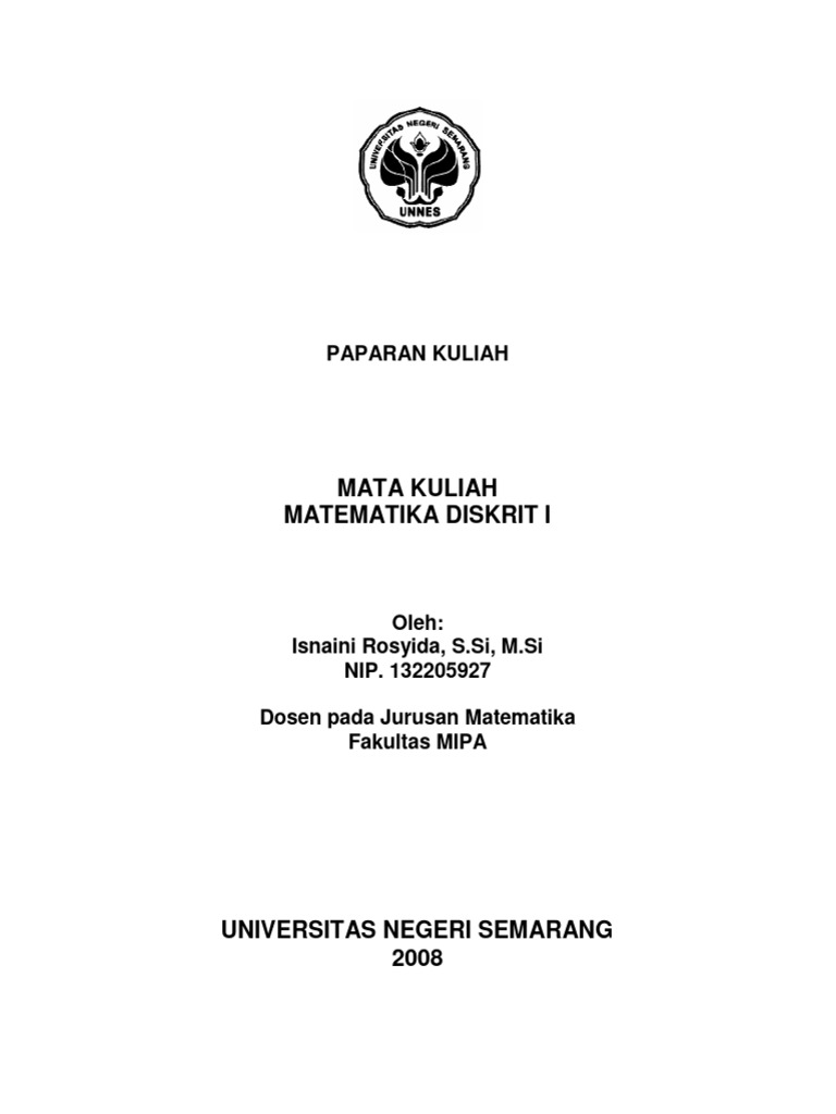 Matematika Diskrit 1 - Isnaeni - S.Si. - M.Si | PDF Matematika Diskrit 1 - Isnaeni - S.Si. - M.Si | PDF
