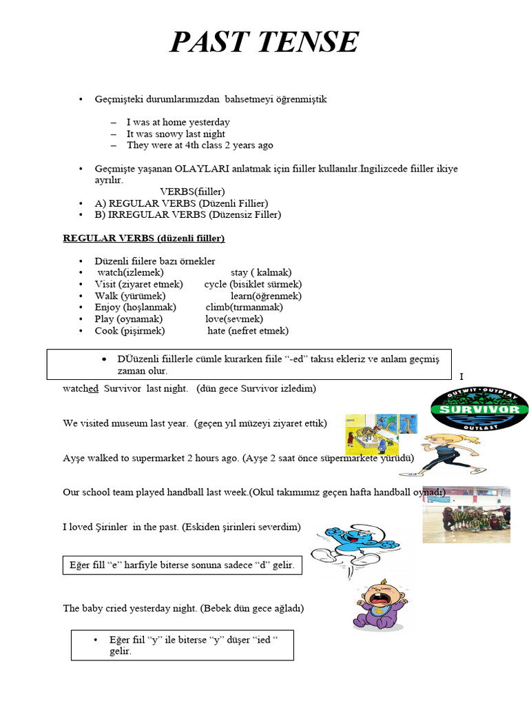 6 Sinif Ingilizce 6 Unite Simple Past Tense Konu Anlatimi 20316 | PDF