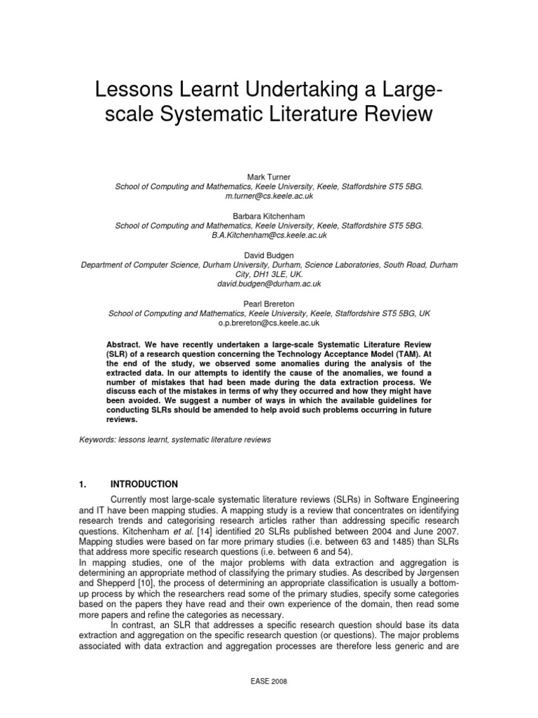 Lessons Learnt Undertaking A Large-Scale Systemati | PDF
