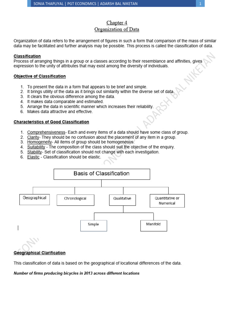 Chapter 4 (Organisation of Data) | PDF