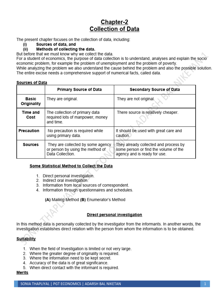Chapter 2 (Collection of Data) | PDF | Data | Questionnaire