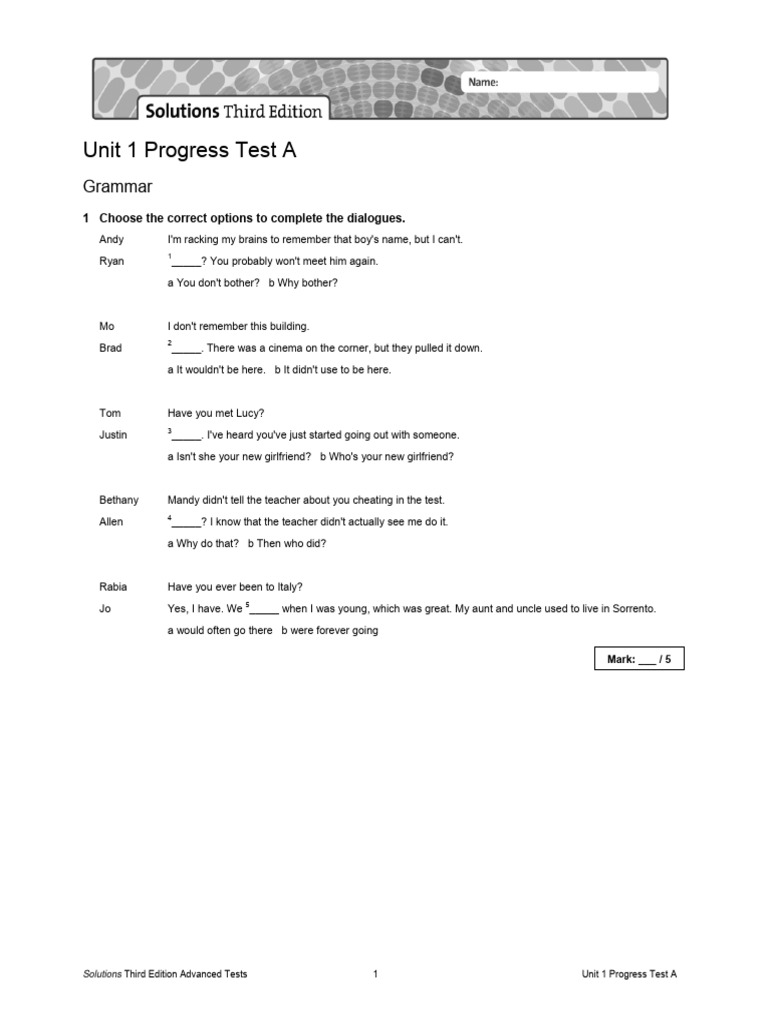 Sol3e Adv U1 Progress Test Az | PDF | Jackie Robinson Sol3e Adv U1 Progress Test Az | PDF | Jackie Robinson