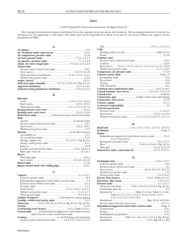 Nfpa 22 Index | PDF | Pipe (Fluid Conveyance) | Building Technology