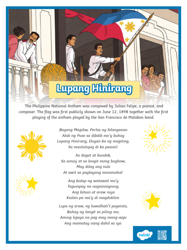 Philippine National Anthem Poster With Philippine, 55% OFF