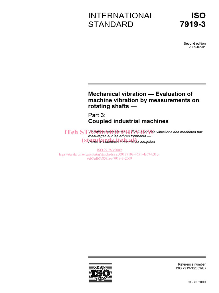 Iso 7919 3 2009 | PDF | International Organization For Standardization | Mechanical Engineering