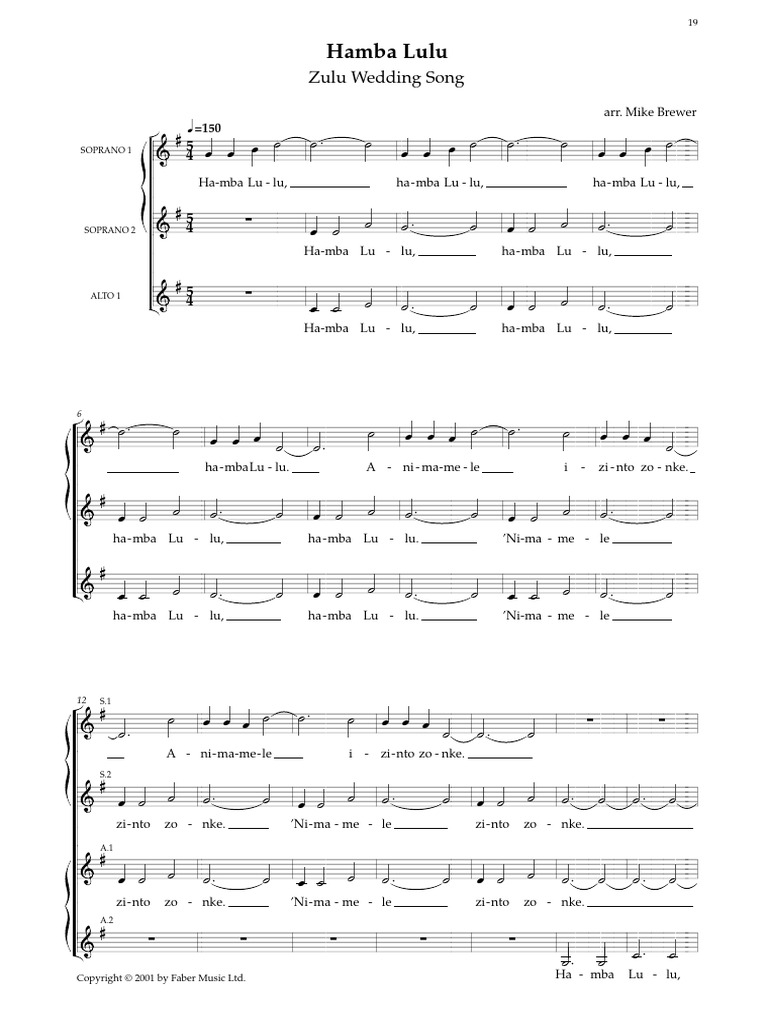 Hamba Lulu: Zulu Wedding Song | PDF