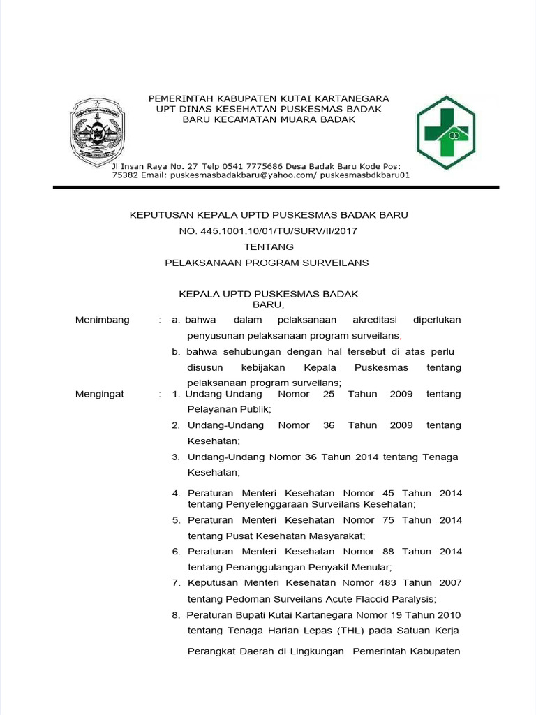 PDF Contoh SK Program Surveilans | PDF | Pengembangan Diri