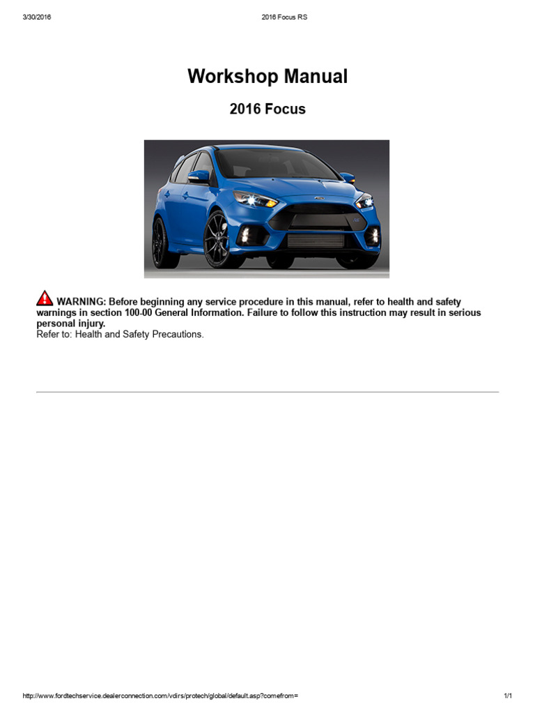 Focus - RS - Workshop Manual (Linked) | PDF