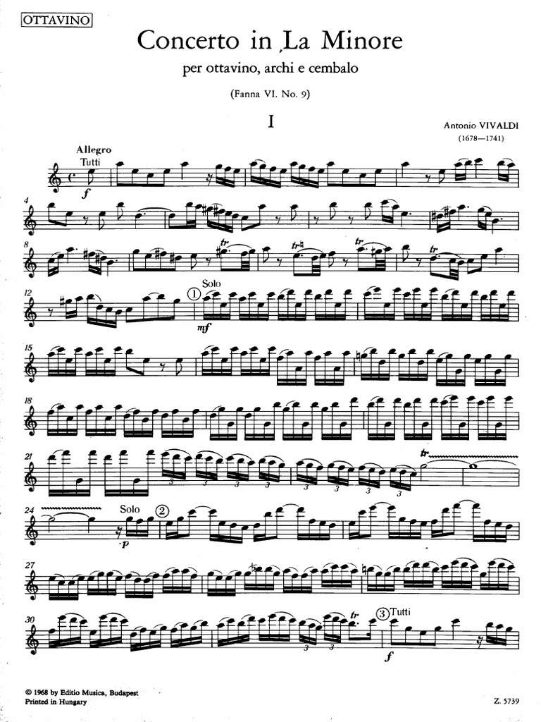 Vivaldi Concierto Lam PICC | PDF