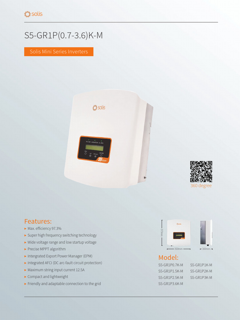 Solis S5 Mini Inverter Specifications | PDF | Power Inverter | Electrical Engineering