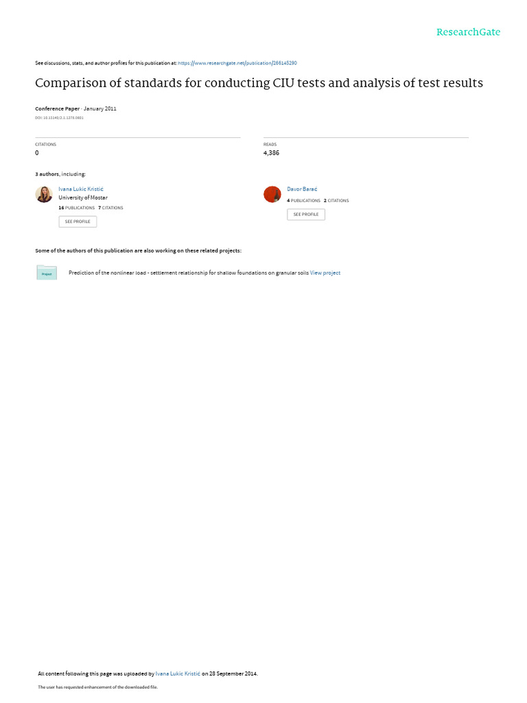 Comparison of Standards For Conducting CIU Tests and Analysis of Test ...