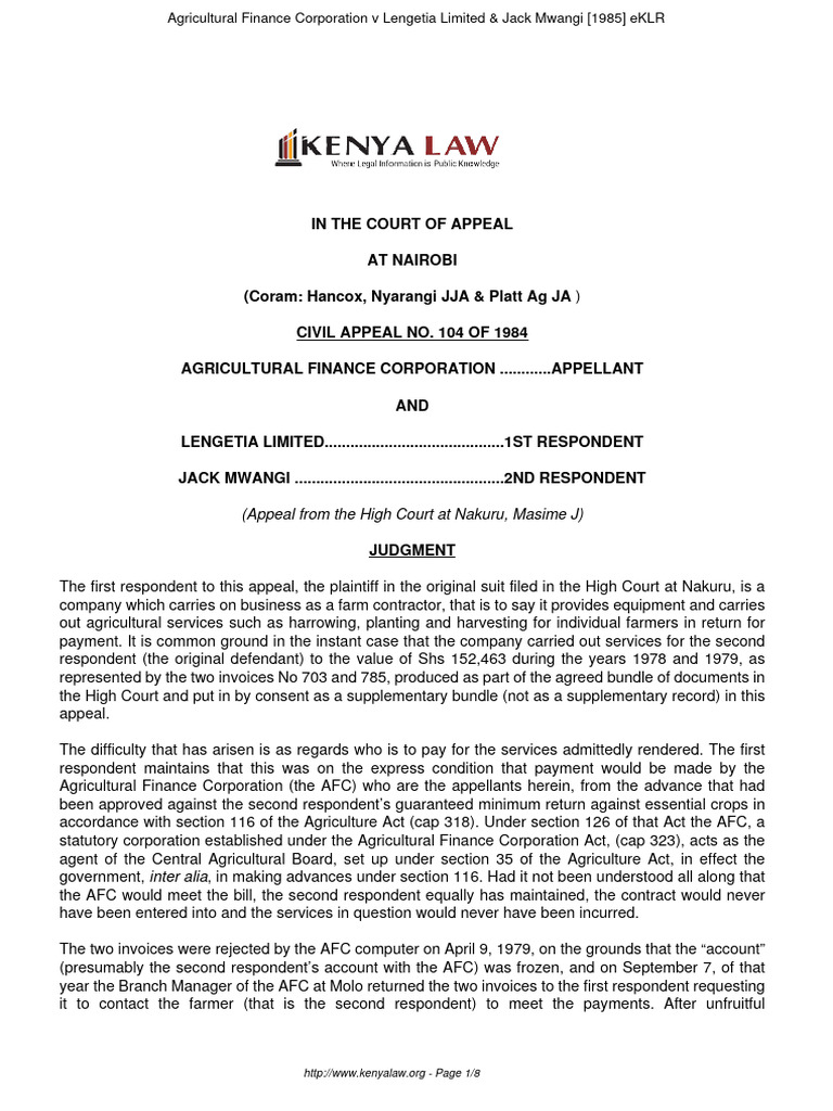 Civil Appeal 104 of 1984 | PDF