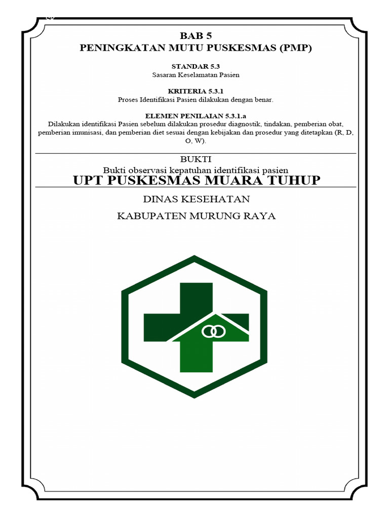 BUKTI Observasi Kepatuhan Identifikasi Pasien | PDF | Sains & Matematika