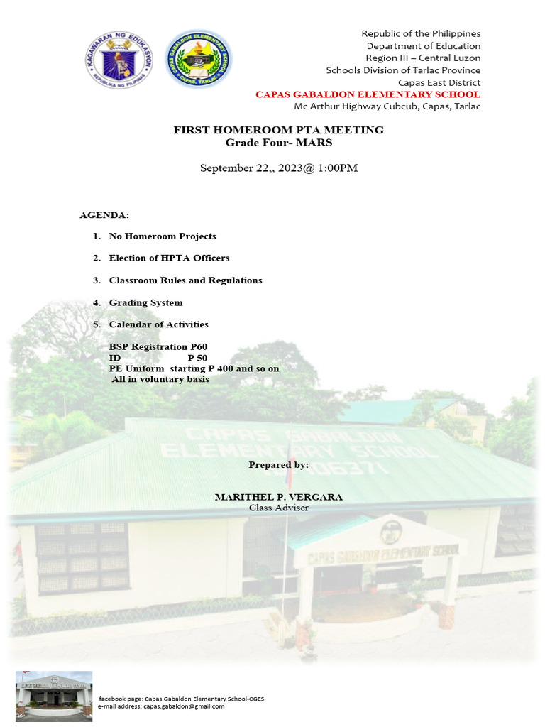 First Hpta Meeting Mars Sept 22 2023 | PDF
