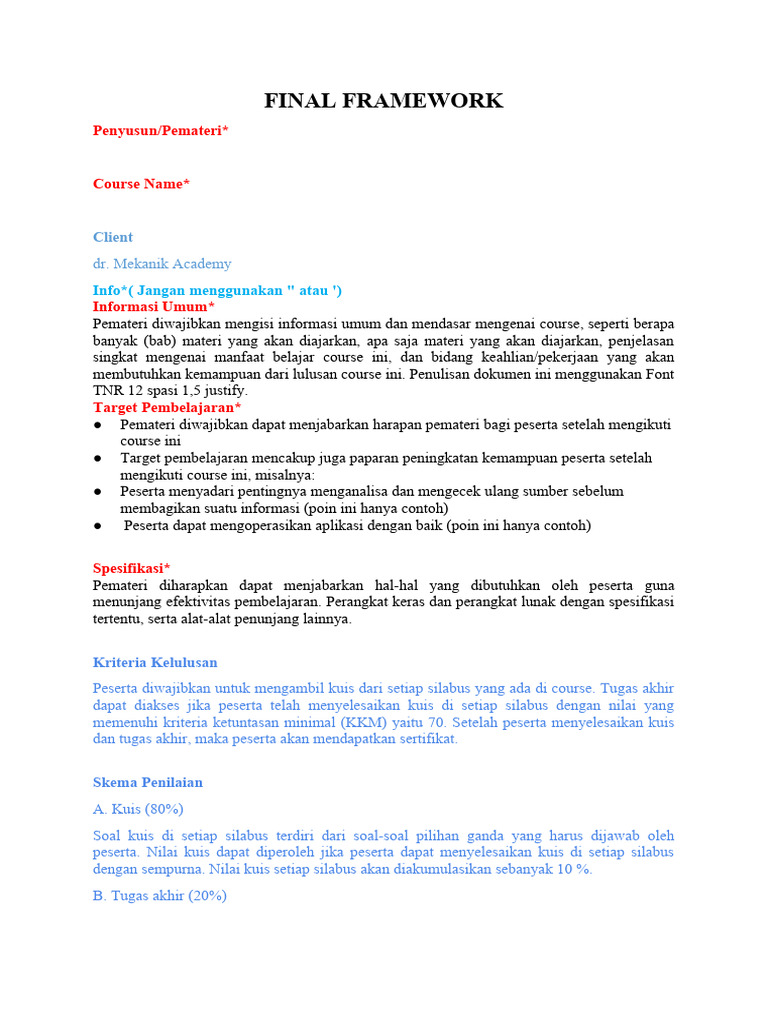 Final Framework Dr. Mekanik Acdemy | PDF