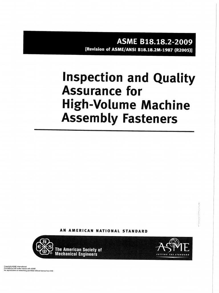 Asme B18.18.2 (2009) | PDF