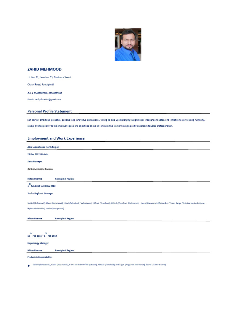 ZAHID MEHMOOD CV | PDF | Medicine