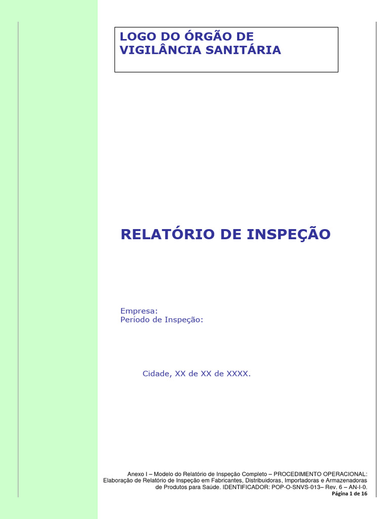 Anexo I - POP-O-SNVS-013 Rev.6 - Modelo Completo de Relatório de ...
