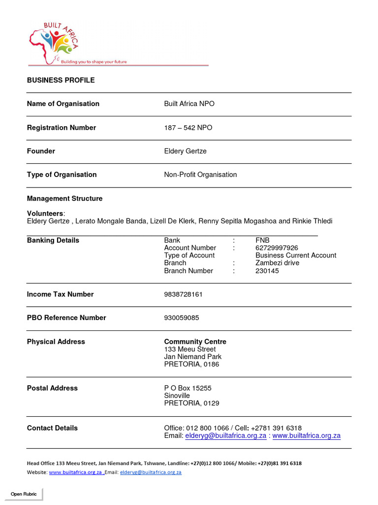 BuiltAfrica Business Profile | PDF