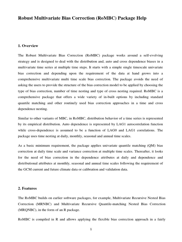 Robust Multivariate Bias Correction Package Help | PDF | General ...