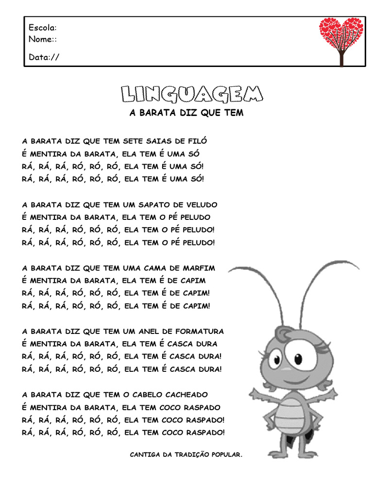 Letra da Música "A Barata Diz Que Tem" | PDF