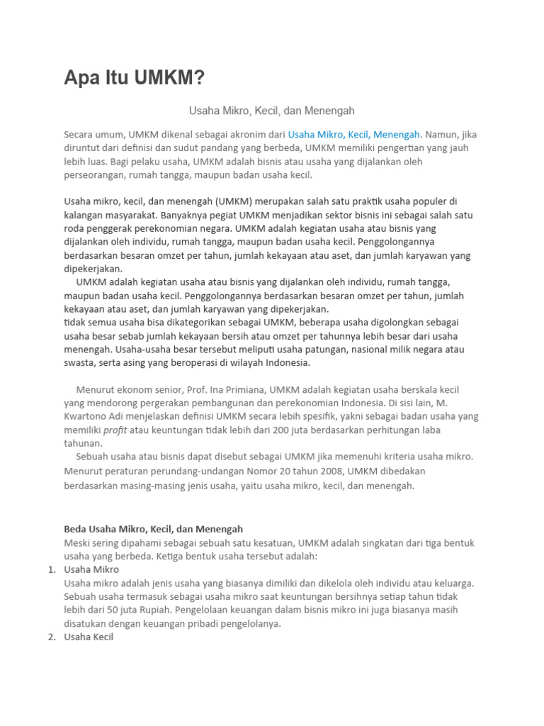 Apa Itu Umkm | PDF