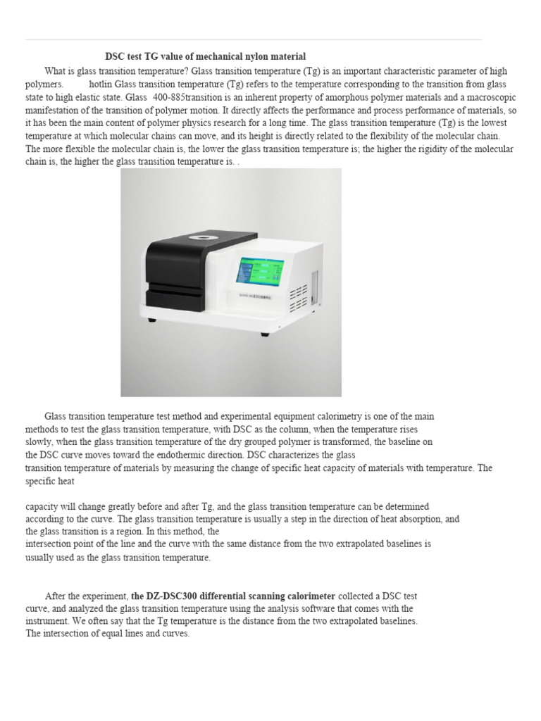 DSC Test TG Value of Mechanical Nylon Material | PDF | Differential ...