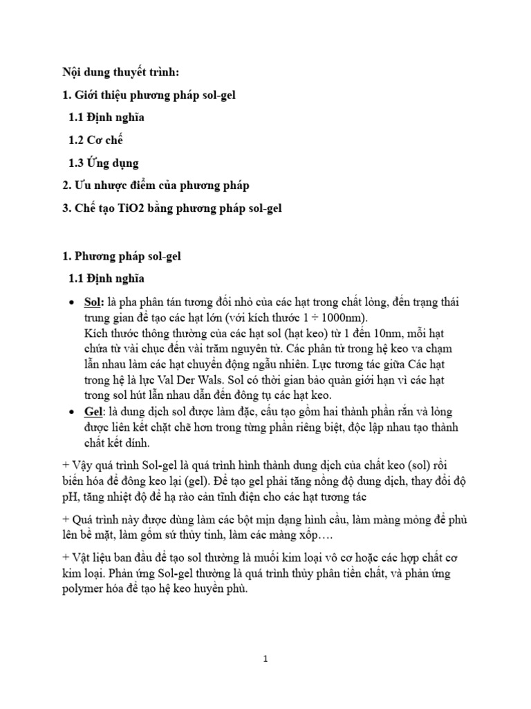 Điều chế TiO2 bằng pp sol-gel | PDF