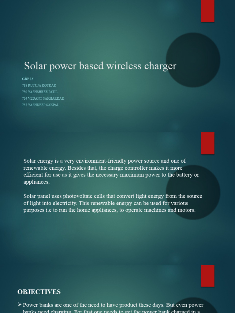 Solar Power Bank With Wireless Charger | PDF | Battery Charger | Solar ...