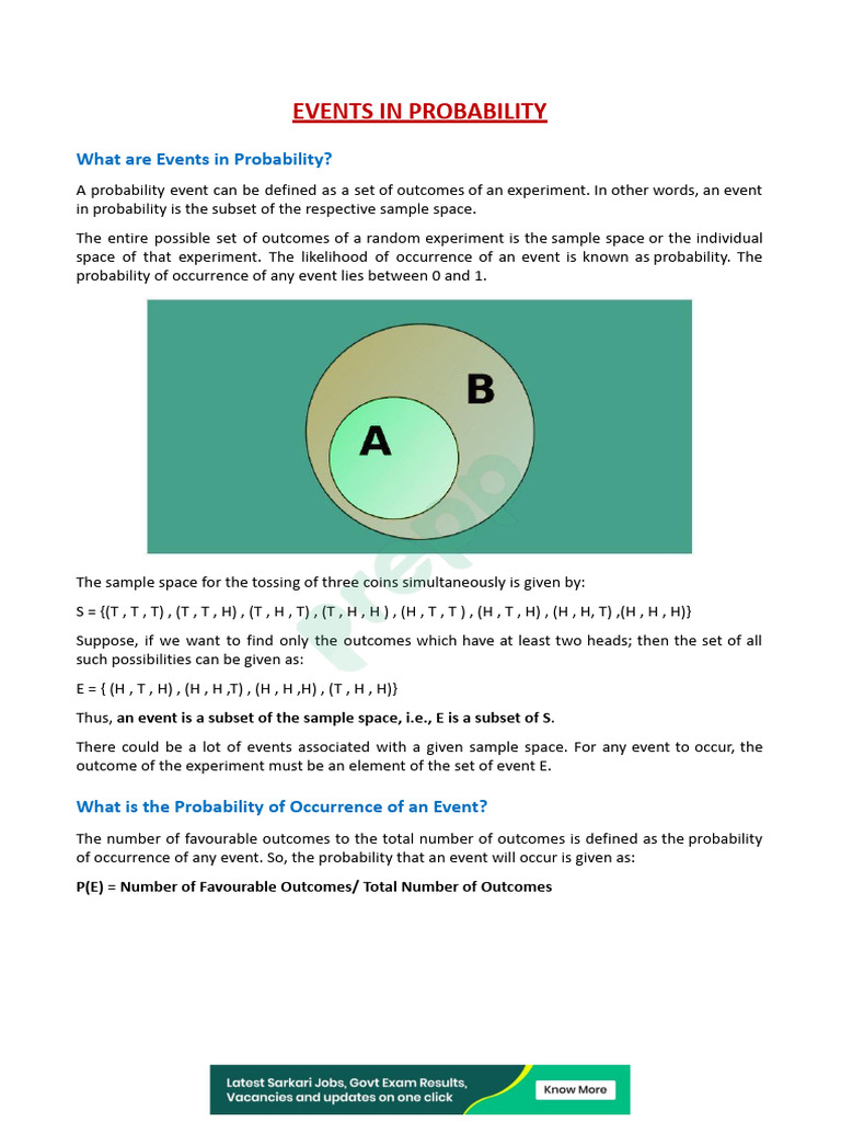 Understanding Events in Probability | PDF | Probability | Probability ...