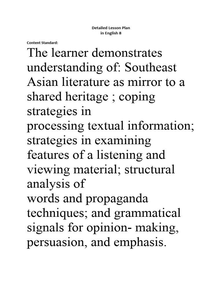 Lesson Plan G8 - Propaganda | PDF | Propaganda | Persuasion