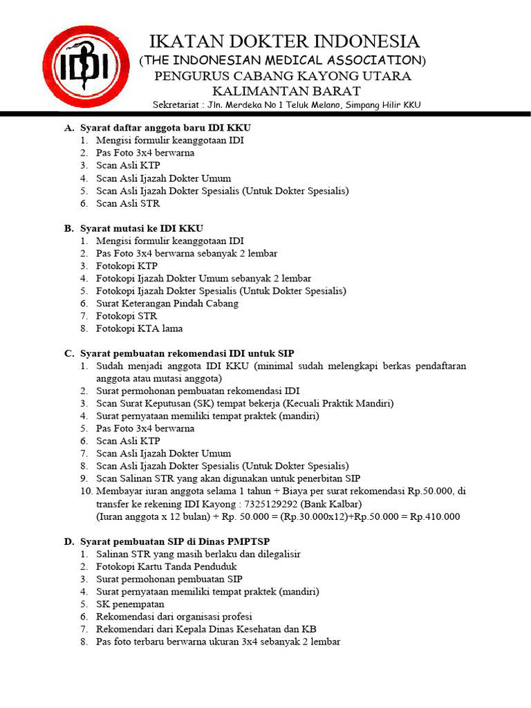 Syarat2 IDI KKU | PDF