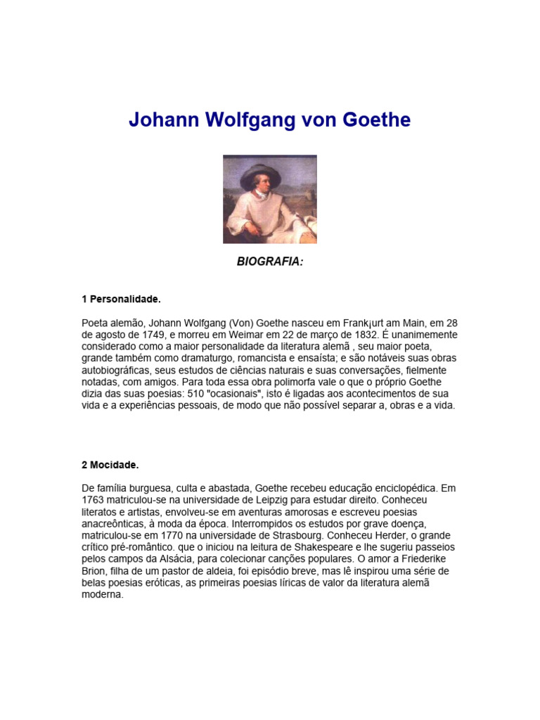 Goethe História | PDF | Johann Wolfgang Von Goethe | Fausto