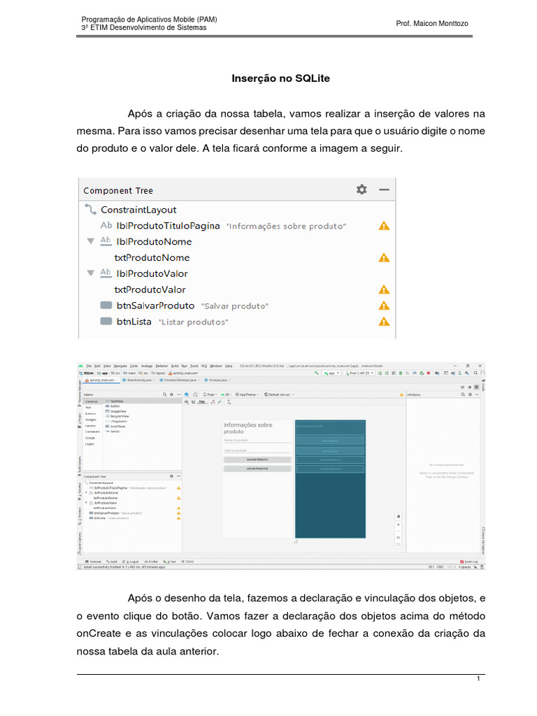 Aula07 - SQLite Comando Insert | PDF | Bancos de dados | Dados