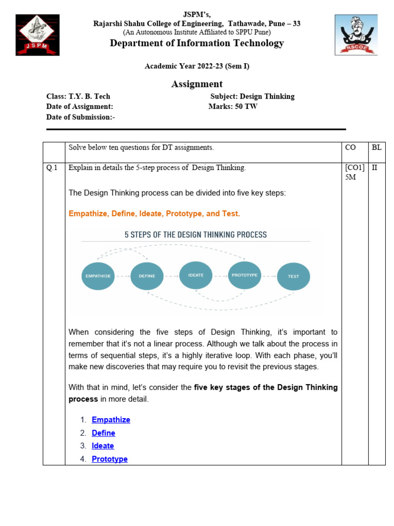 Design Thinking Assignments 10 | PDF
