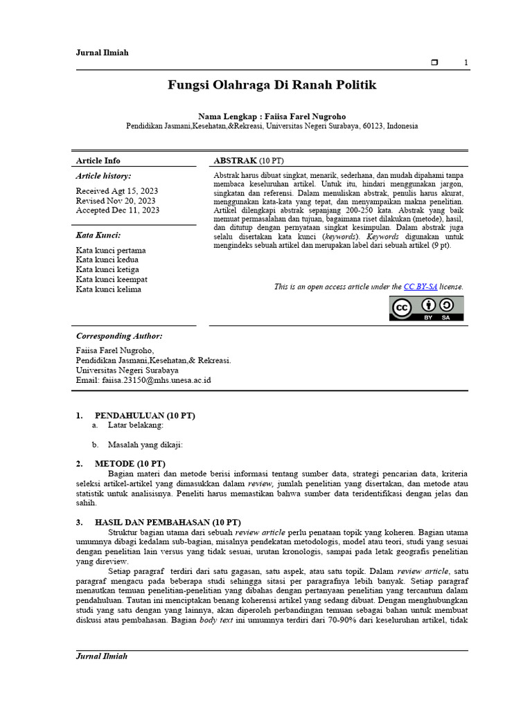 Template Artikel Ilmiah Salinan | PDF